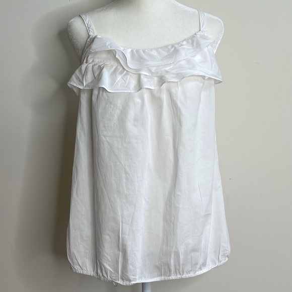 LOFT | Tops | Loft White Womens Ruffled Tank Top | Poshmark